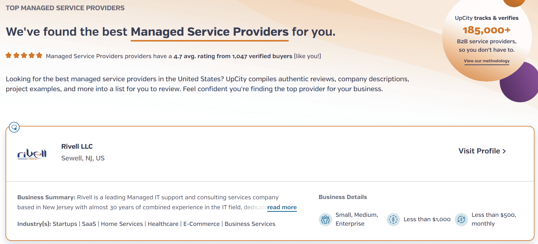 Rivell LLC Among Top B2B Service Providers on UpCity!